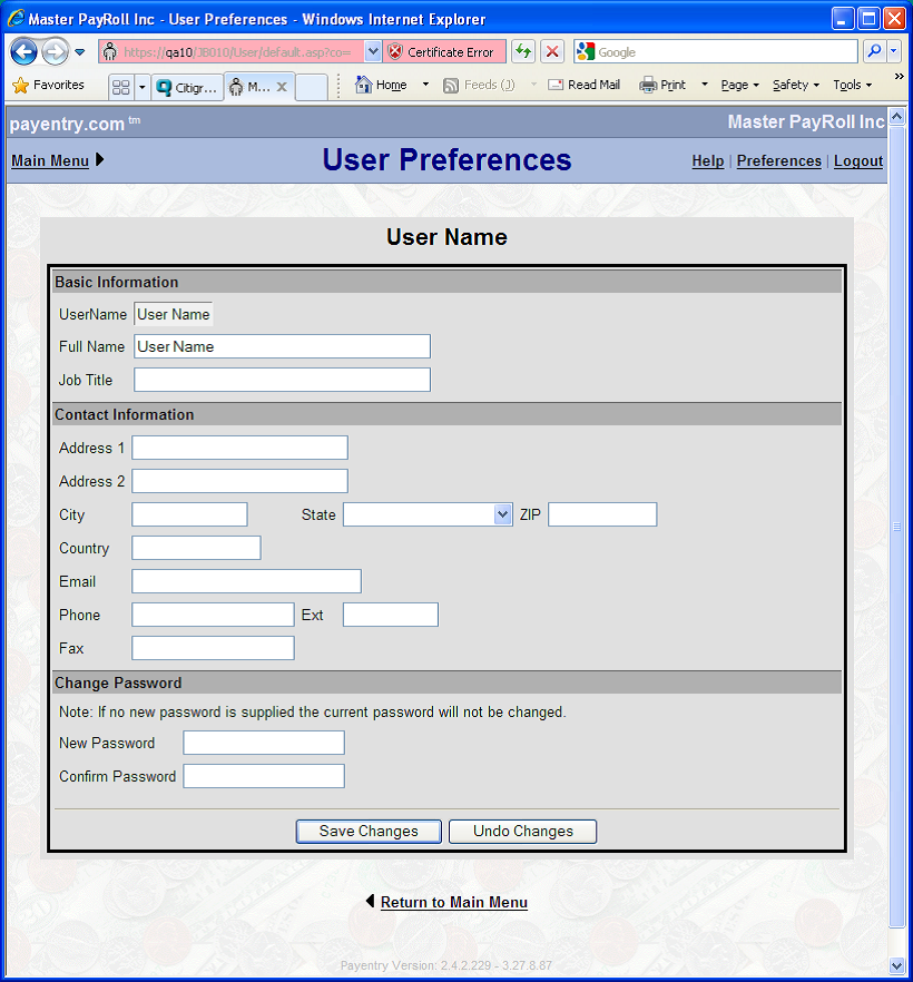 Login Errors - Payentry