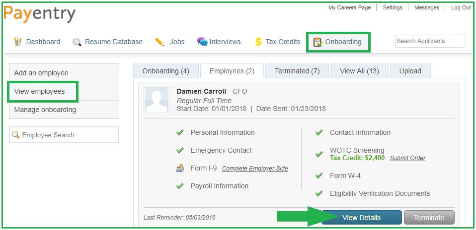 Payentry Hiring & Onboarding Document Request