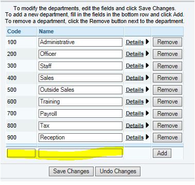 How do I set up a new department code in Payentry.com?