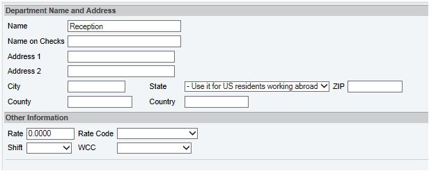 How do I set up a new department code in Payentry.com?