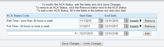 Employee ACA Status for Payentry