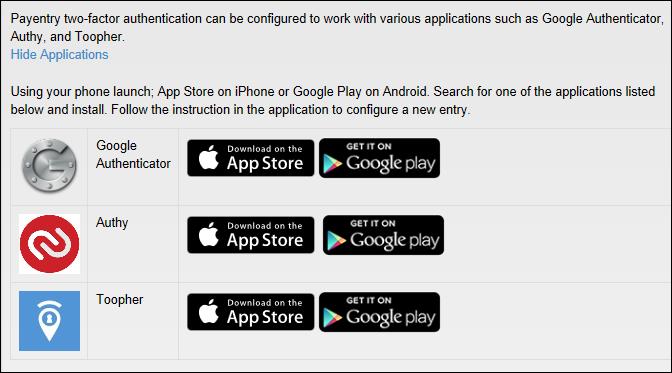 Setting up Payentry login with Smartphone Application